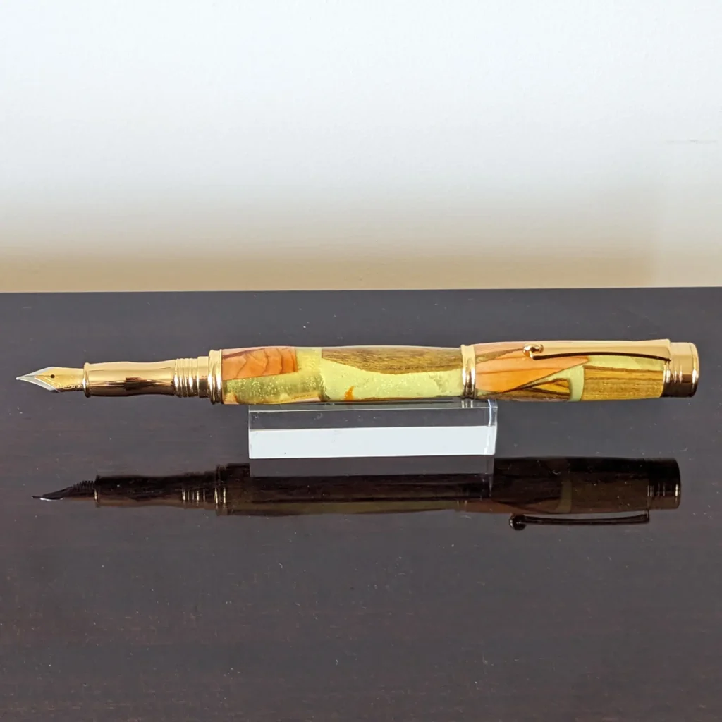Yellow Scrap Wood Fountain Pen - Bernard Welchman Crafts